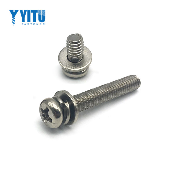 DIN6900 Cross Recessed Slotted Machine Pan Head Bolt Combination Screw ...